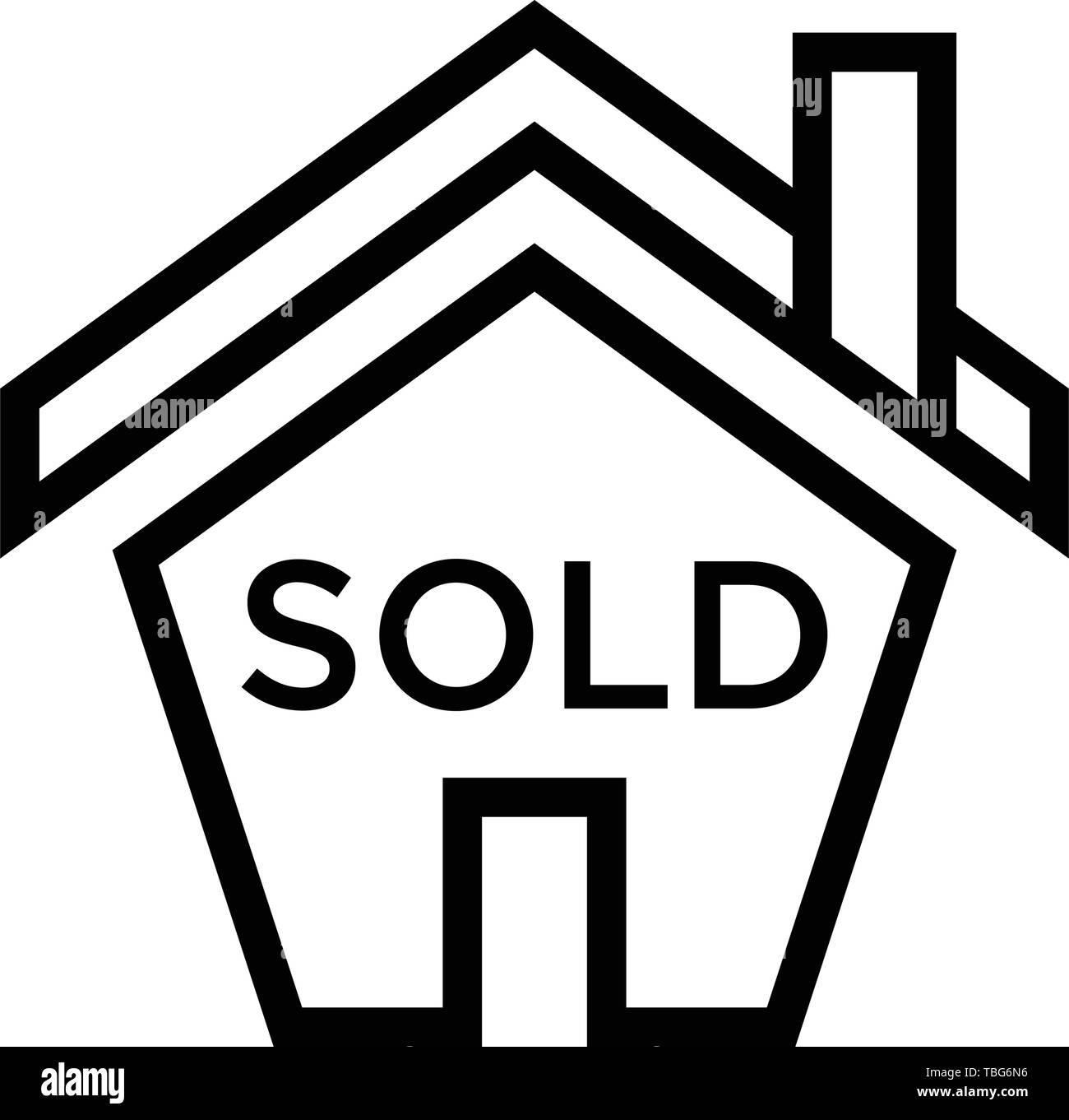 House sold sign icon vector black - linear house sold sign Stock Vector ...