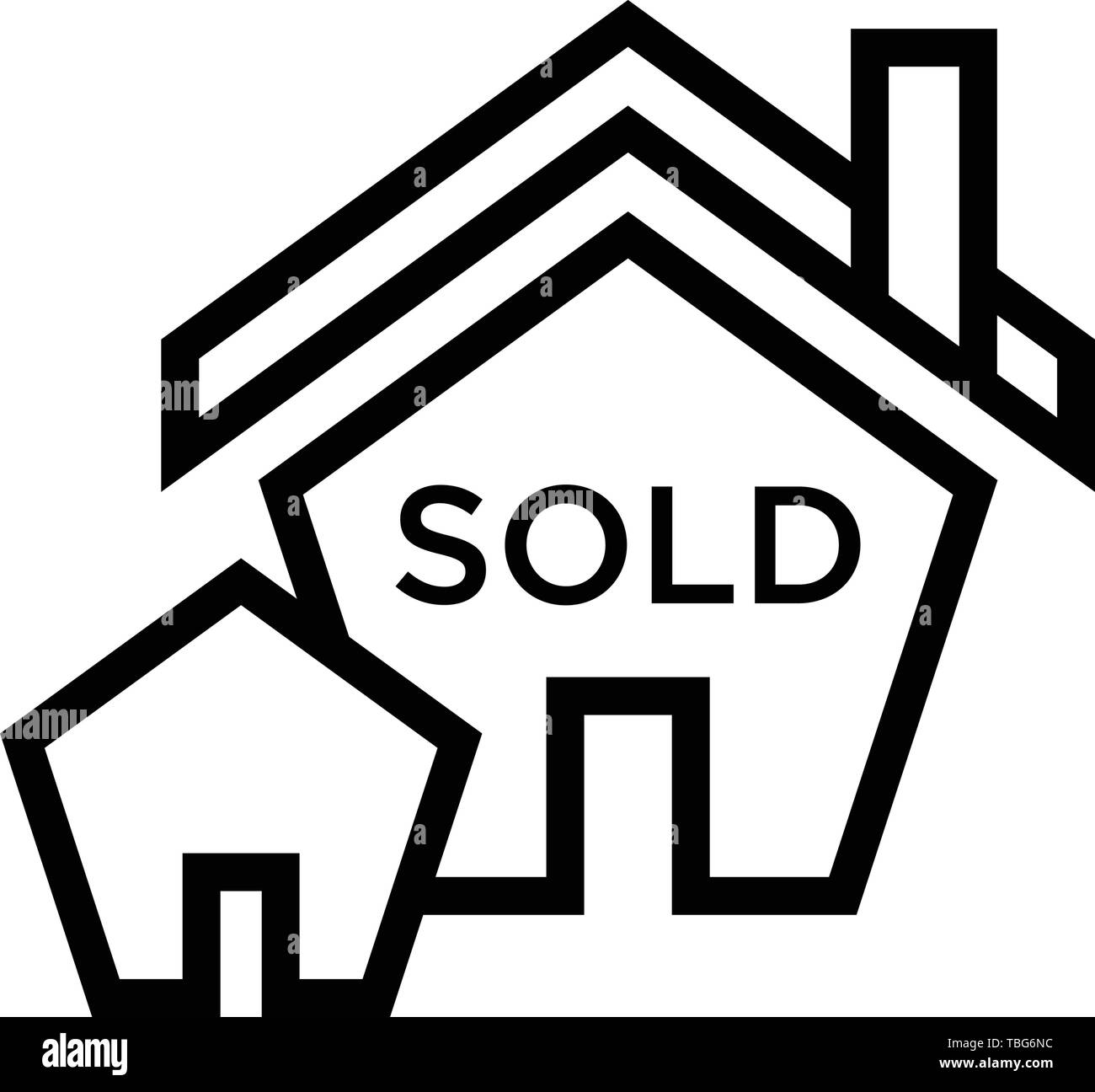 House sold sign icon vector black - linear house sold sign Stock Vector ...