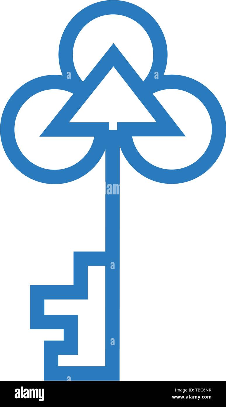 House key sign icon vector blue - line art key house sign Stock Vector ...