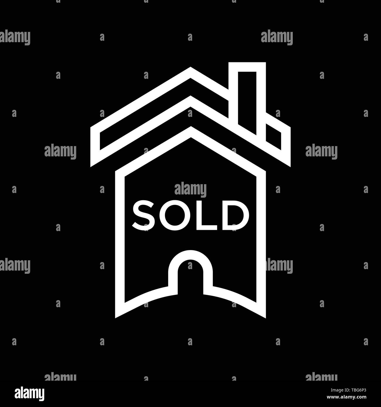 House sold sign icon vector white - linear house sold sign Stock Vector ...