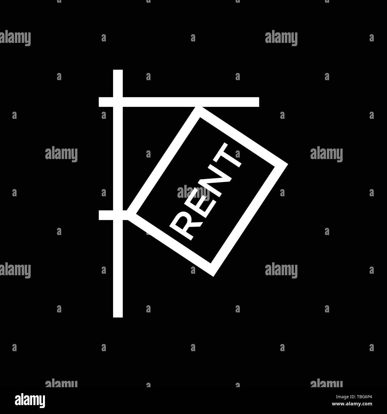 Rent sign icon vector white - Line art Vector Stock Vector Image & Art ...