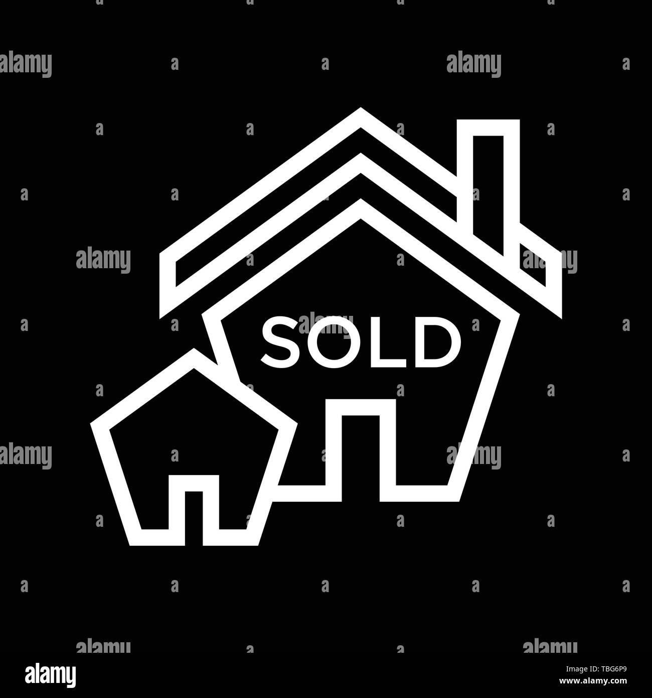 House sold sign icon vector white - linear house sold sign Stock Vector ...