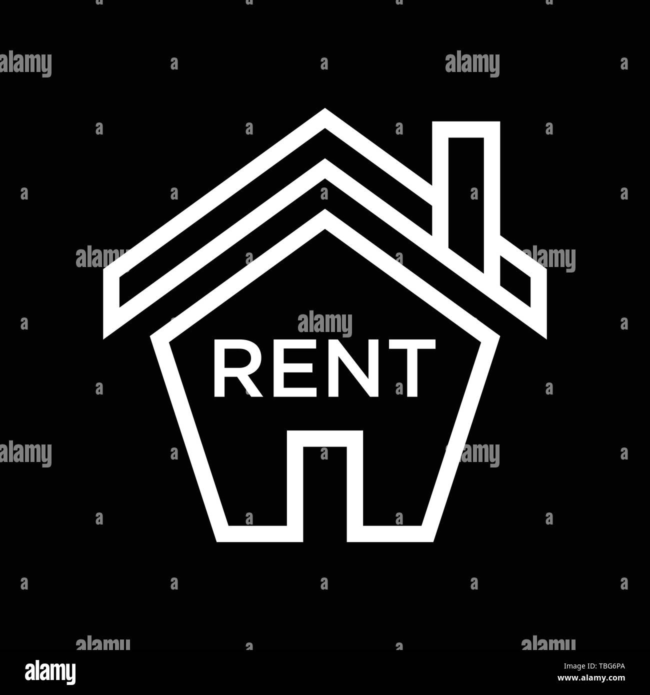 House rent sign icon vector white - linear house rent sign Stock Vector ...