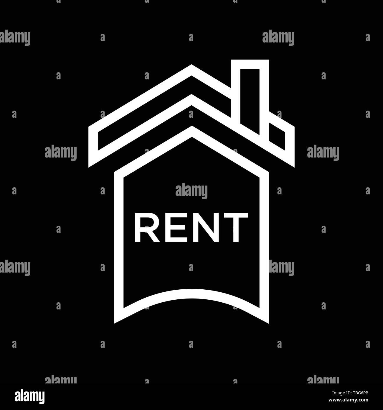 House rent sign icon vector white - linear house rent sign Stock Vector ...