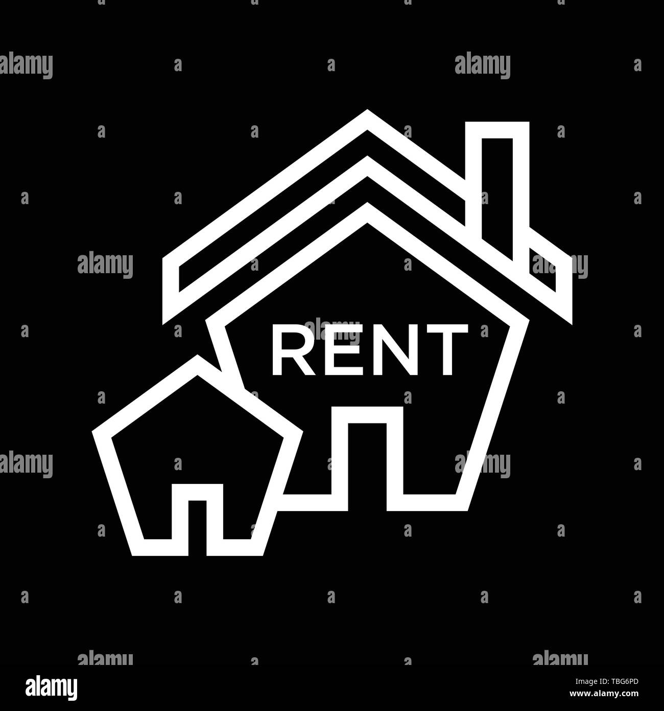 House rent sign icon vector white - linear house rent sign Stock Vector ...