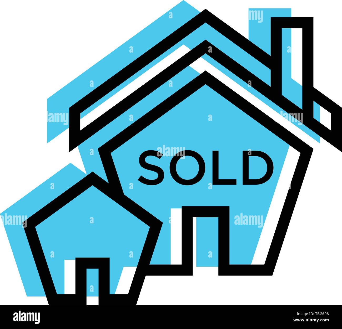House sold sign icon vector light blue - Linear fill house sold sign ...