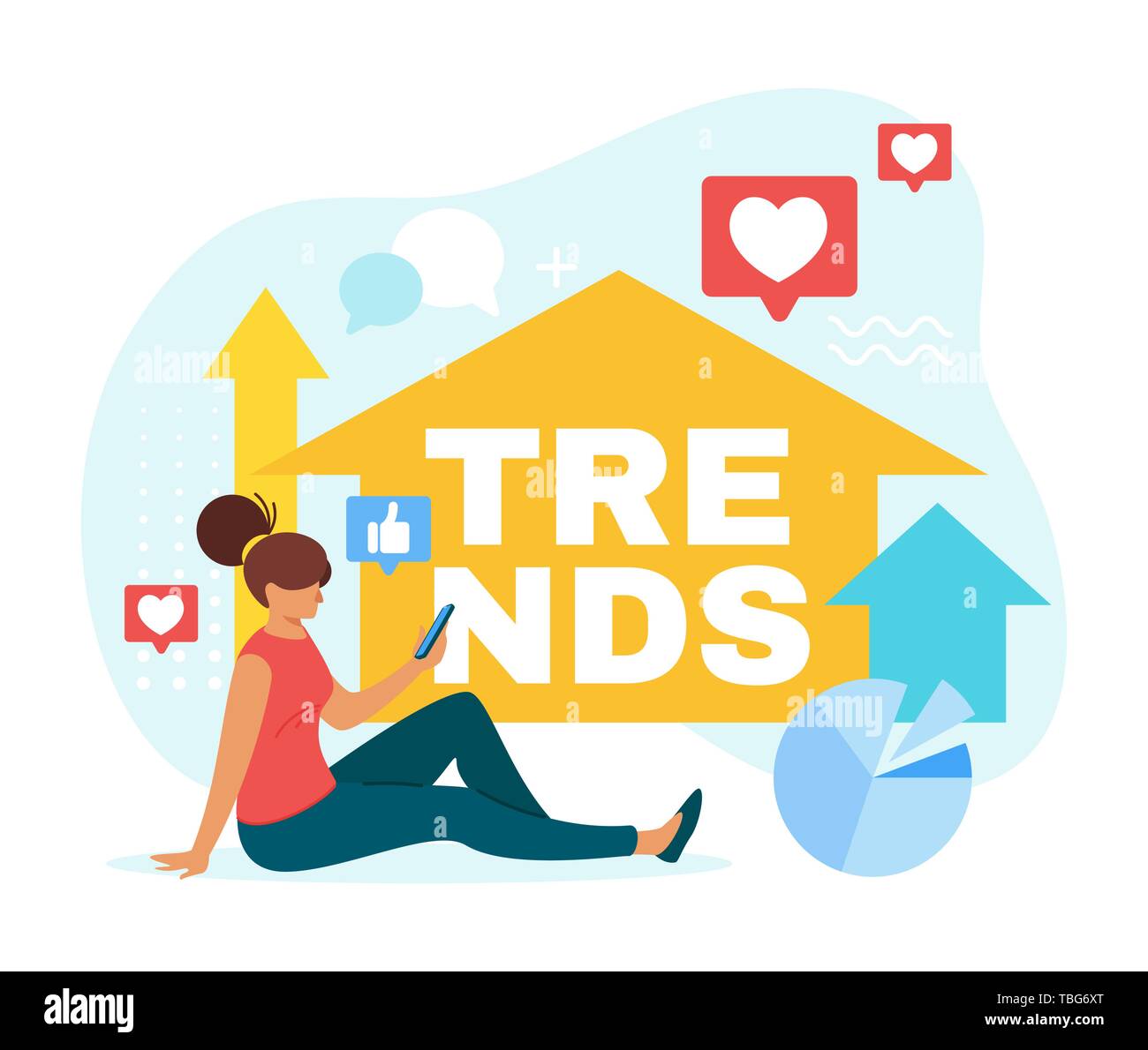 Analyst searching trends vector web banner template. Marketer analyzing ...