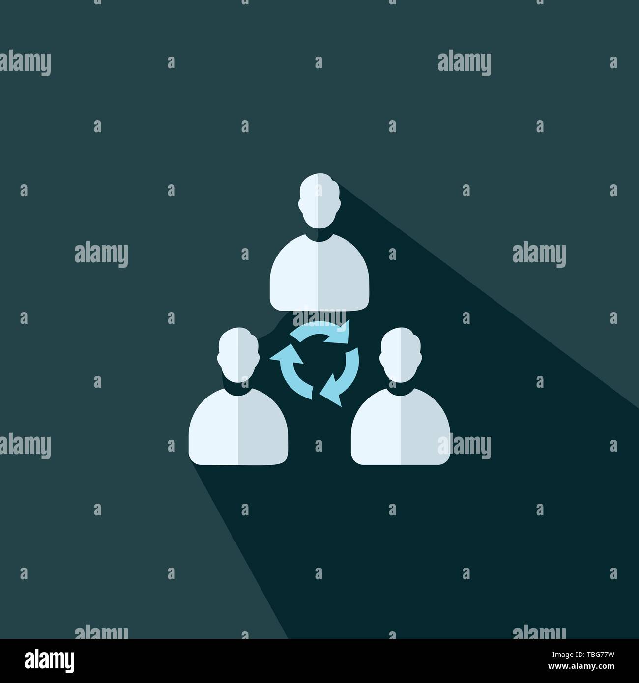 Teamwork of business people circle icon vector - Flat illustration ...