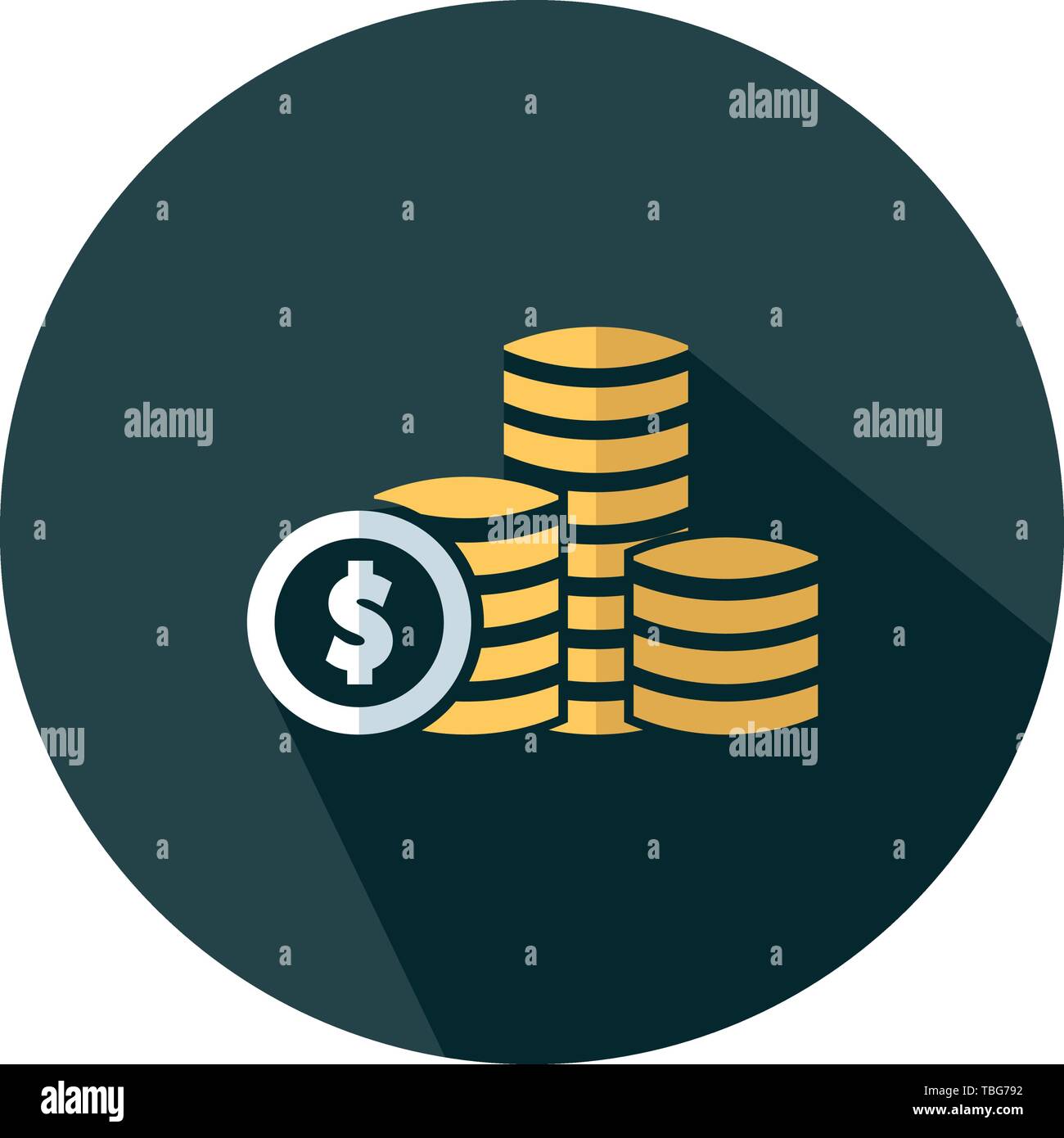 Coin money finance sign - Dollar coin currency stack icon - Vector flat ...