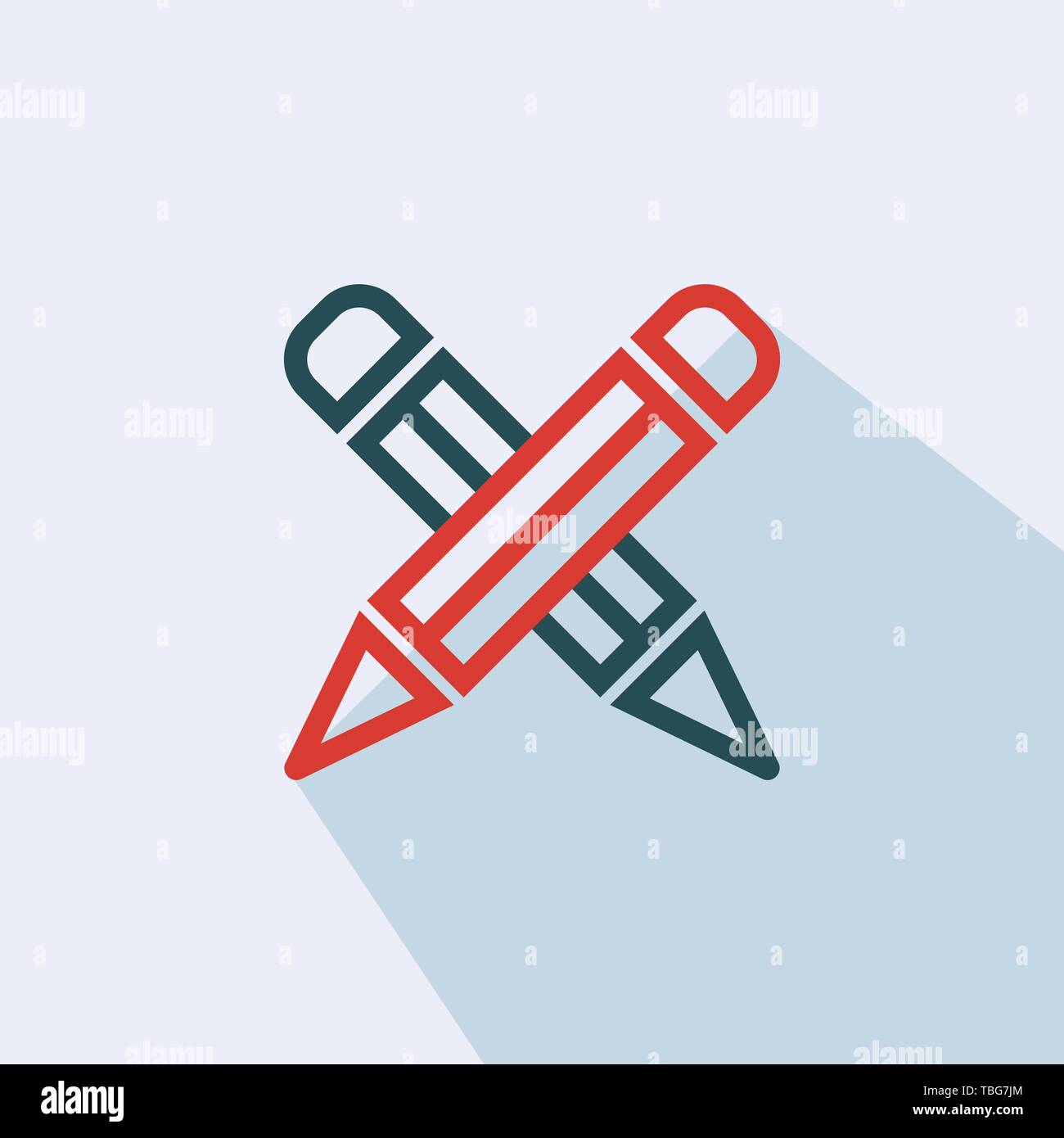 Two pencil vector flat icon - vector Stock Vector Image & Art - Alamy