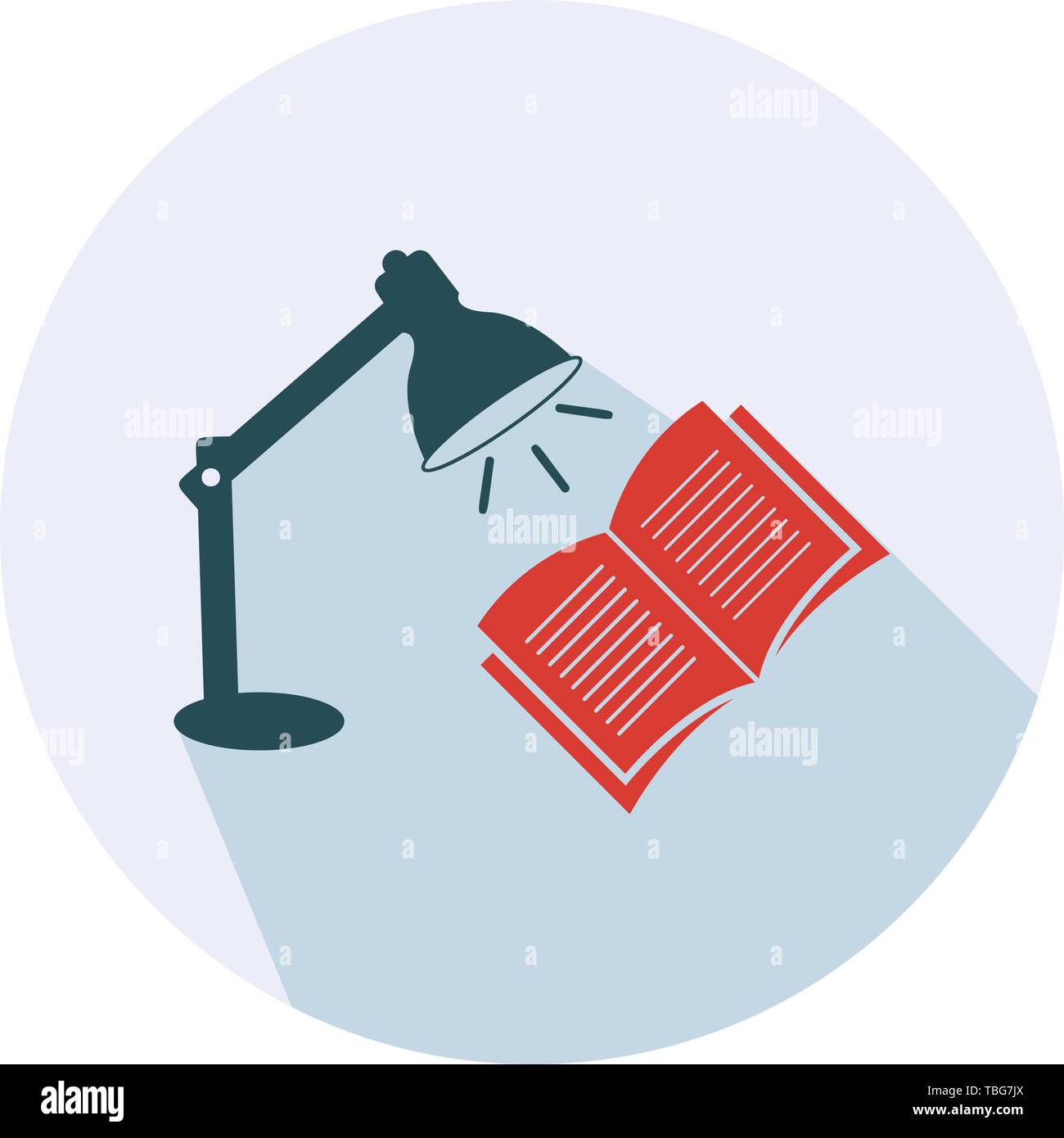 Desk lamp and an open book - Flat table lamp with open book icon Stock ...