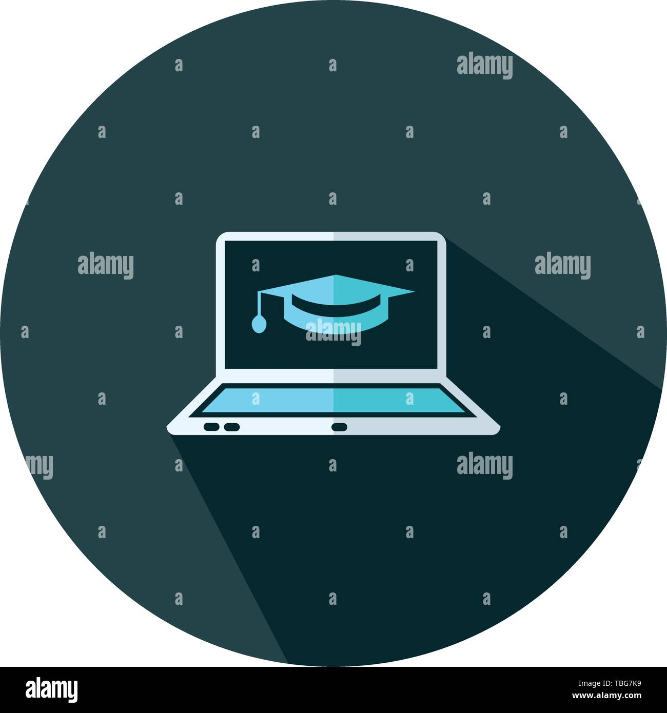 Laptop with graduation cap icon - vector flat Stock Vector Image & Art ...