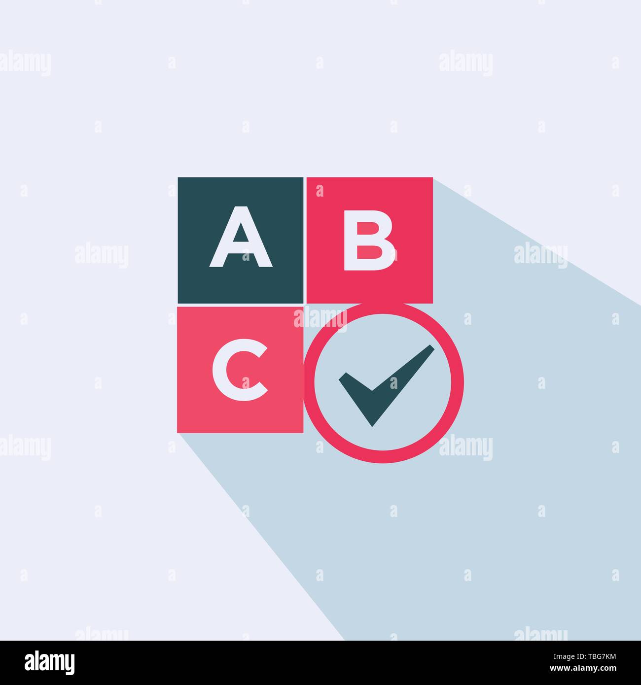 Education A B C check mark icon - vector flat illustration Stock Vector ...