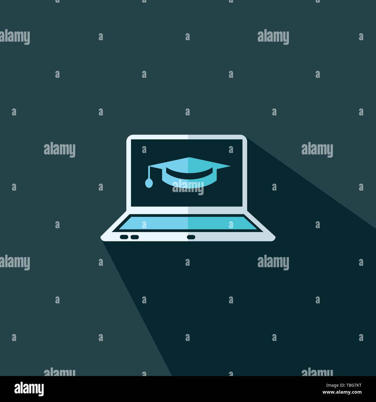 Laptop with graduation cap icon - vector flat Stock Vector Image & Art ...