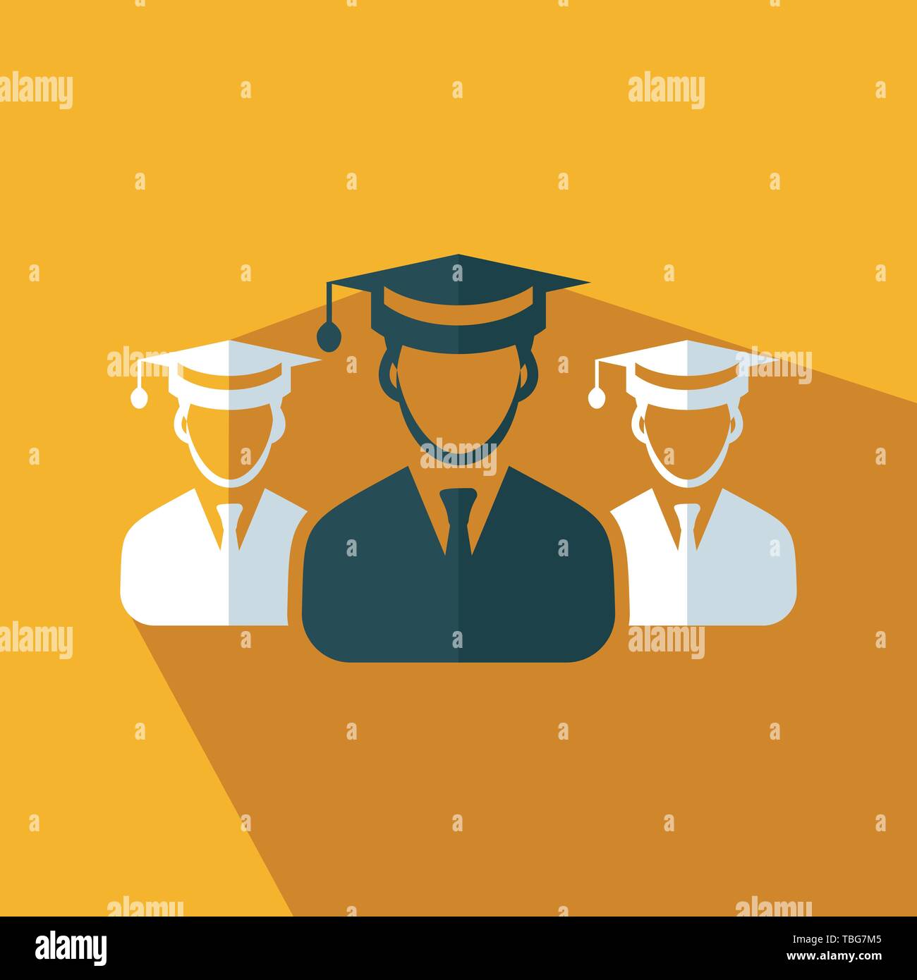Graduate Student Team Icon - The male symbol with cap - Flat ...