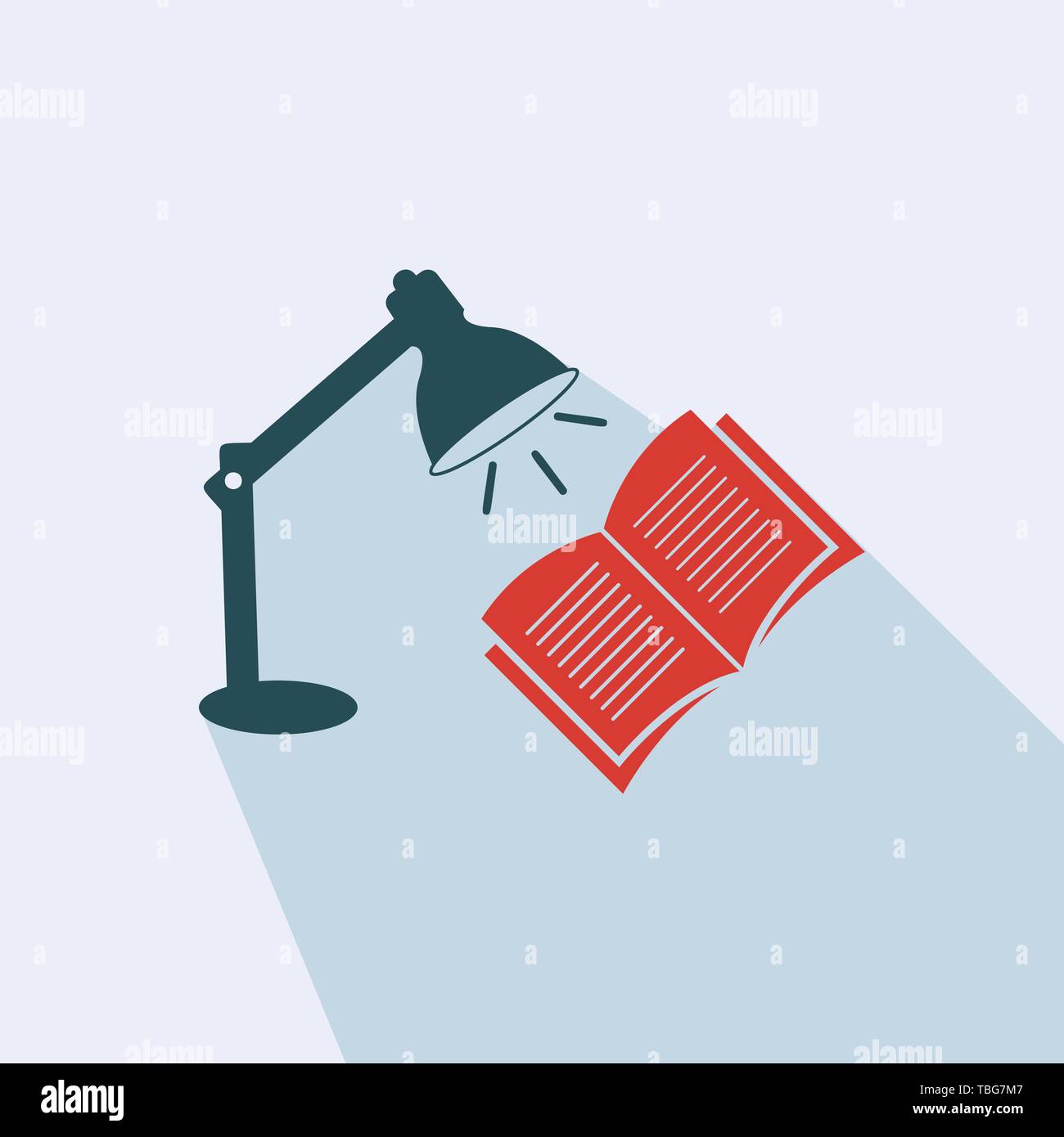 Desk lamp and an open book - Flat table lamp with open book icon Stock ...