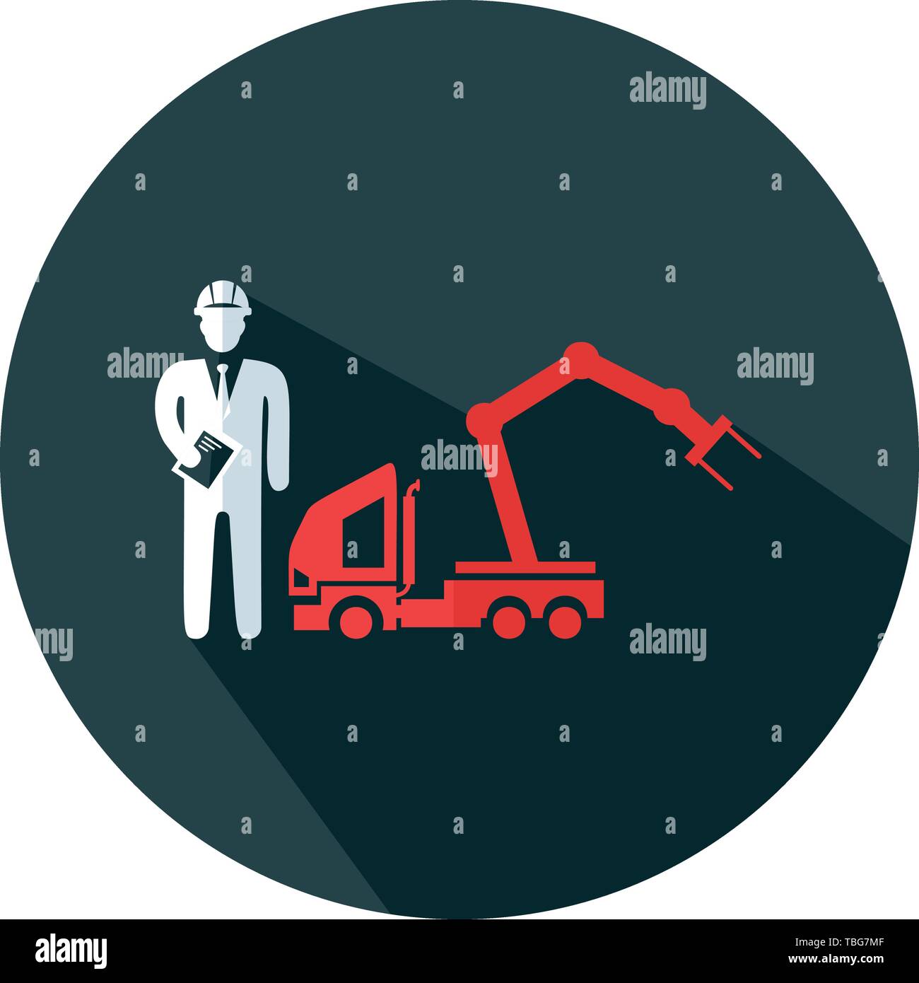 Excavator with engineer icon - flat Stock Vector Image & Art - Alamy