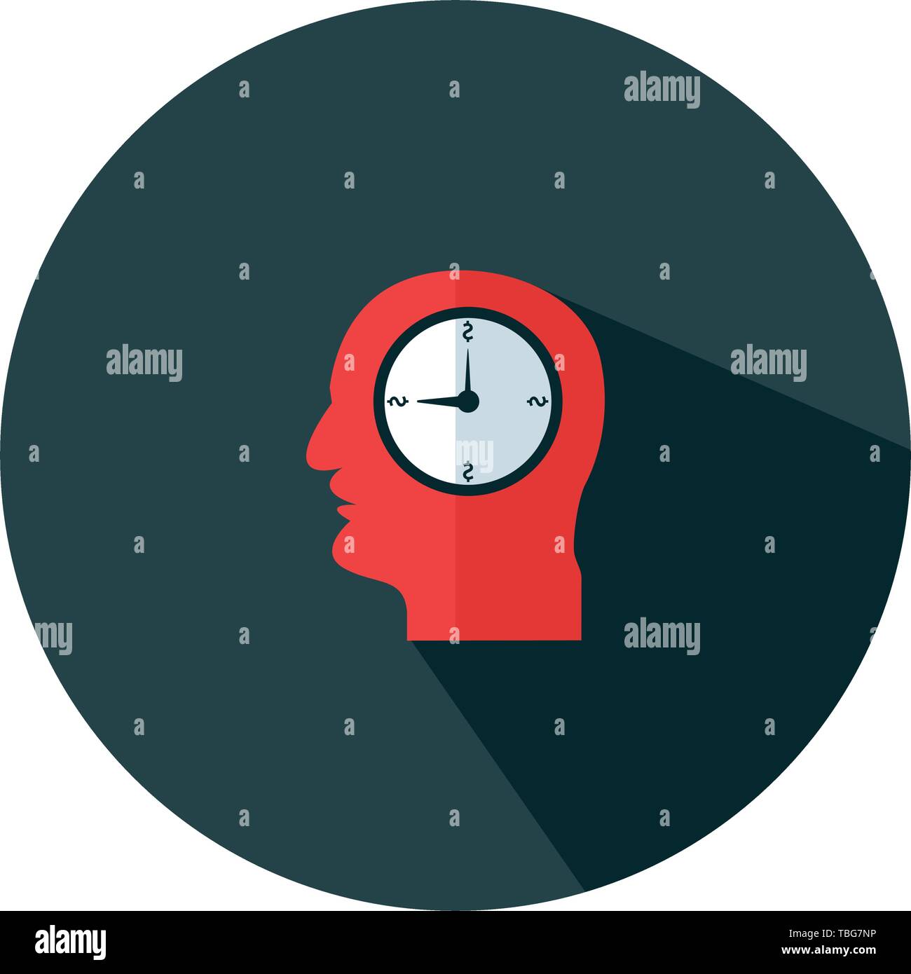Brain with clock flat icon - vector Stock Vector Image & Art - Alamy