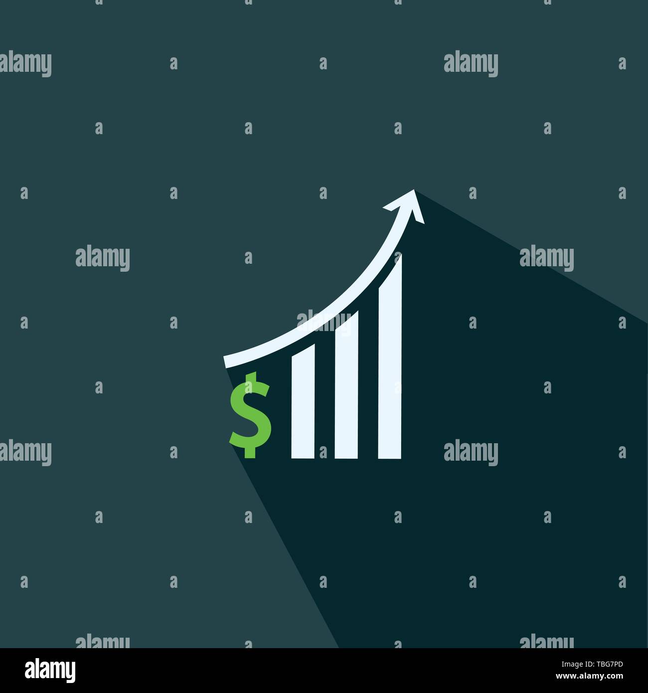Business grow sign - Financial graph icon flat vector Stock Vector ...