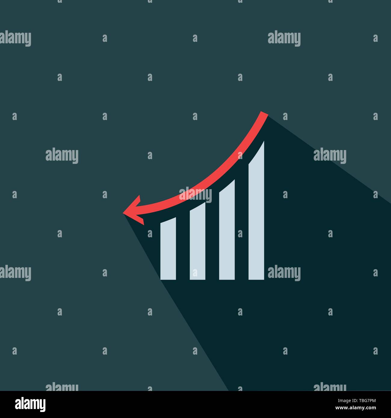 Down graphic of business stats icon vector - Flat illustration Stock ...