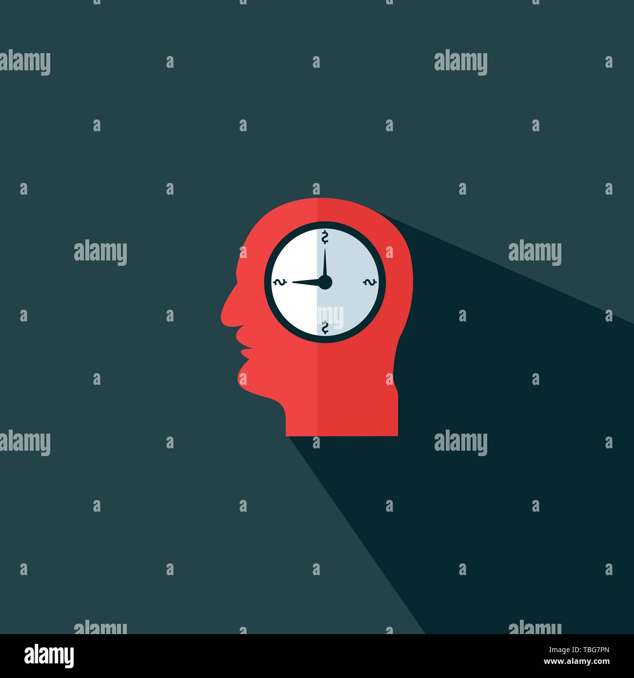 Brain with clock flat icon - vector Stock Vector Image & Art - Alamy