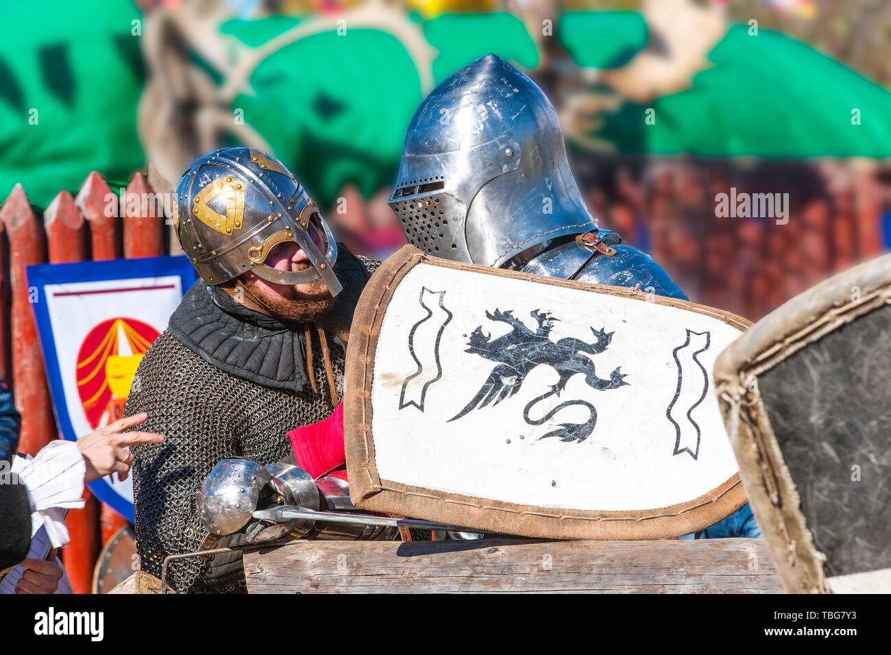 medieval knights talking Stock Photo - Alamy