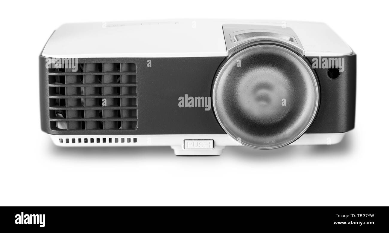 White multimedia projector isolated on white background Stock Photo - Alamy