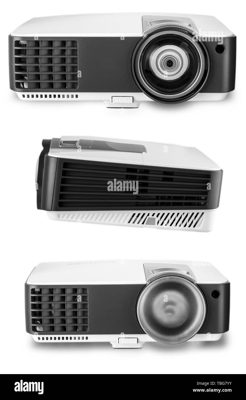 White multimedia projector isolated on white Stock Photo - Alamy