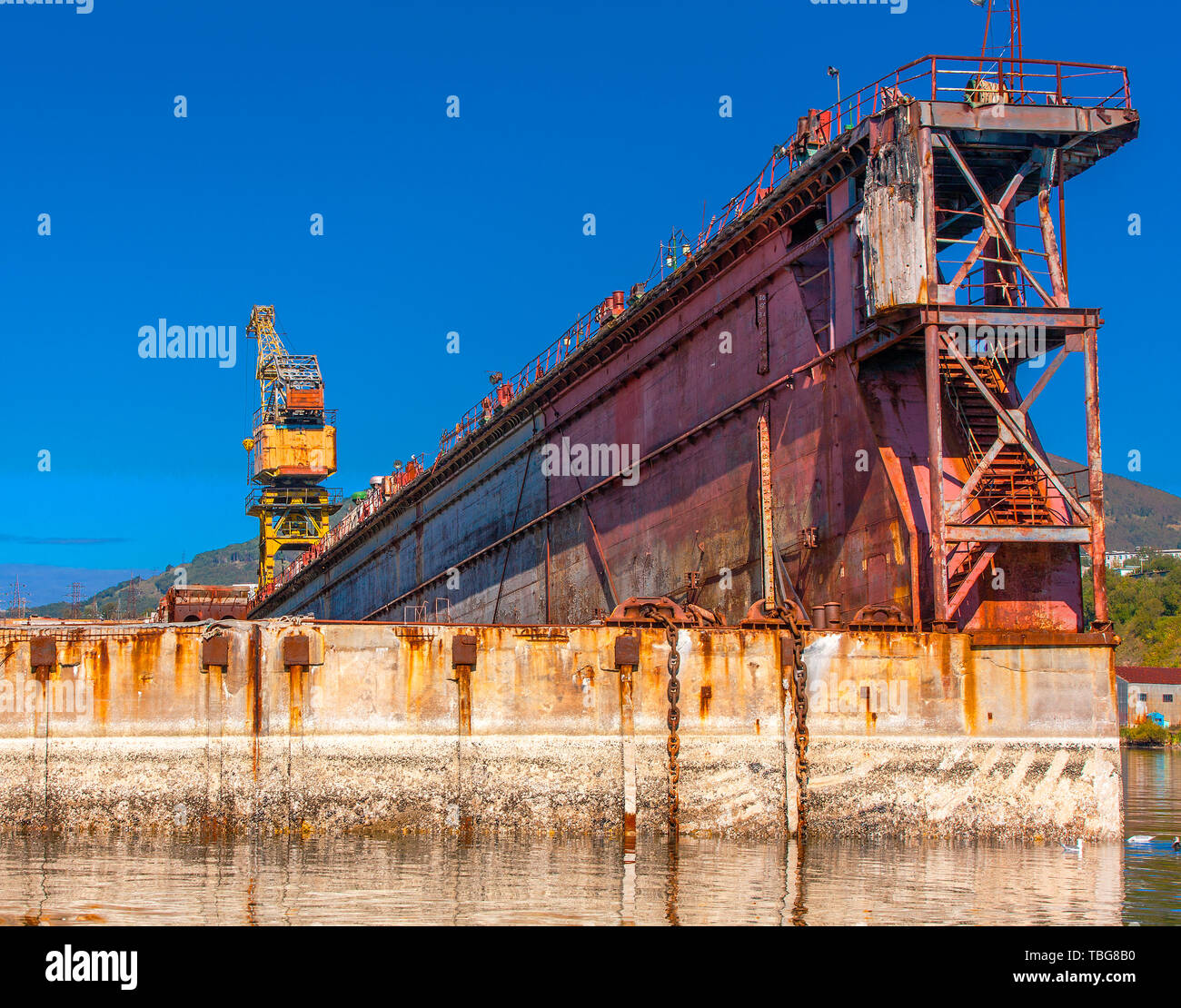 large floating repair dock for ships Stock Photo - Alamy