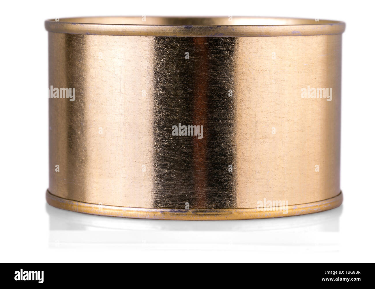 golden tin can on isolated white background Stock Photo - Alamy