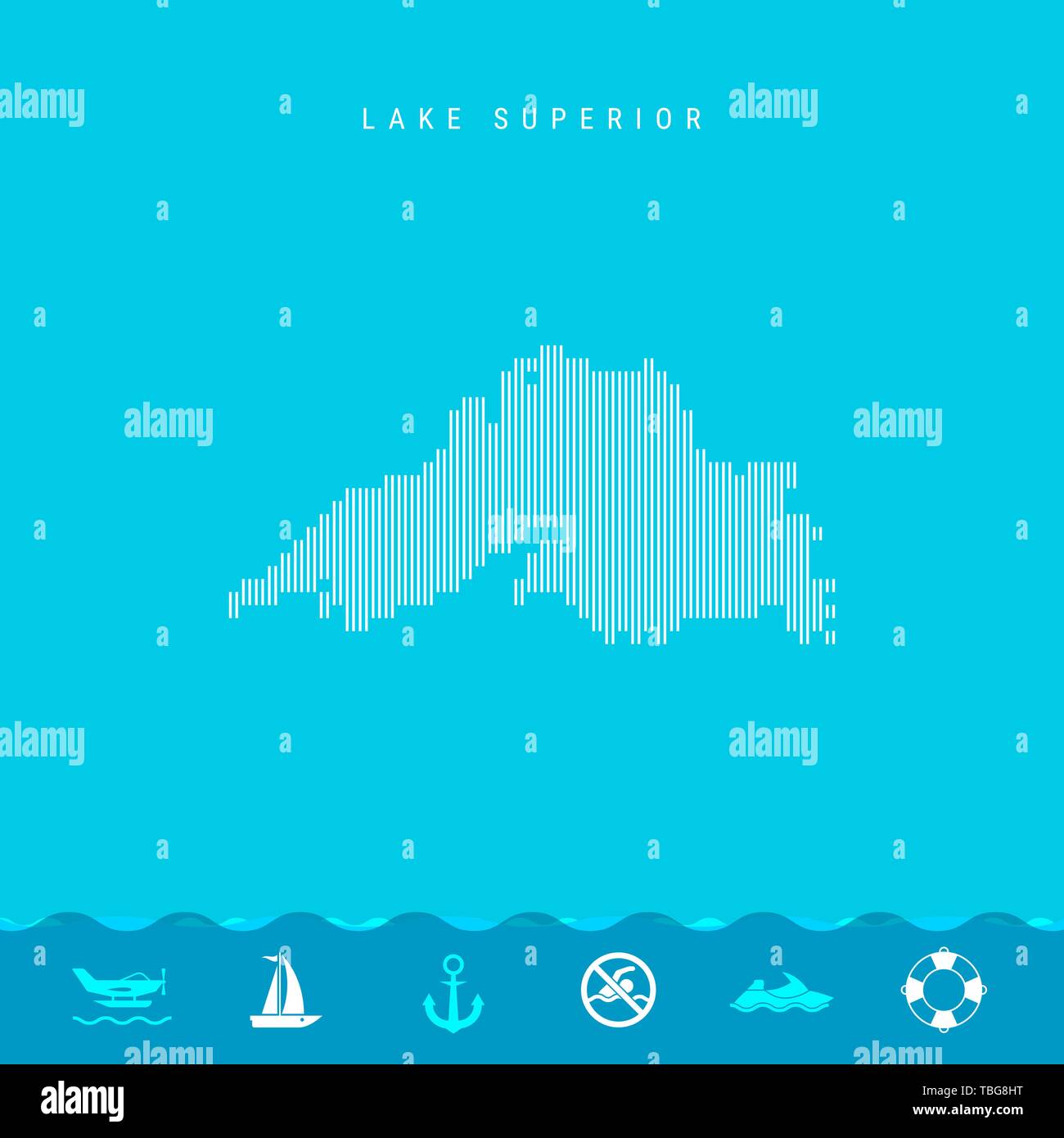Vector Vertical Lines Pattern Map of Lake Superior, One of the Five ...