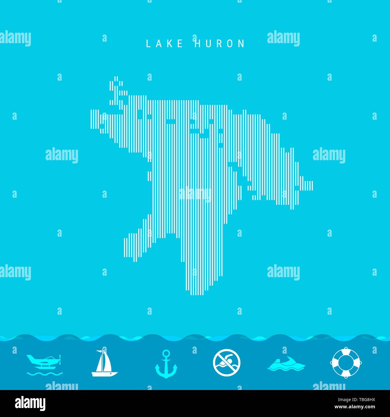 Vector Vertical Lines Pattern Map of Lake Huron, One of the Five Great ...