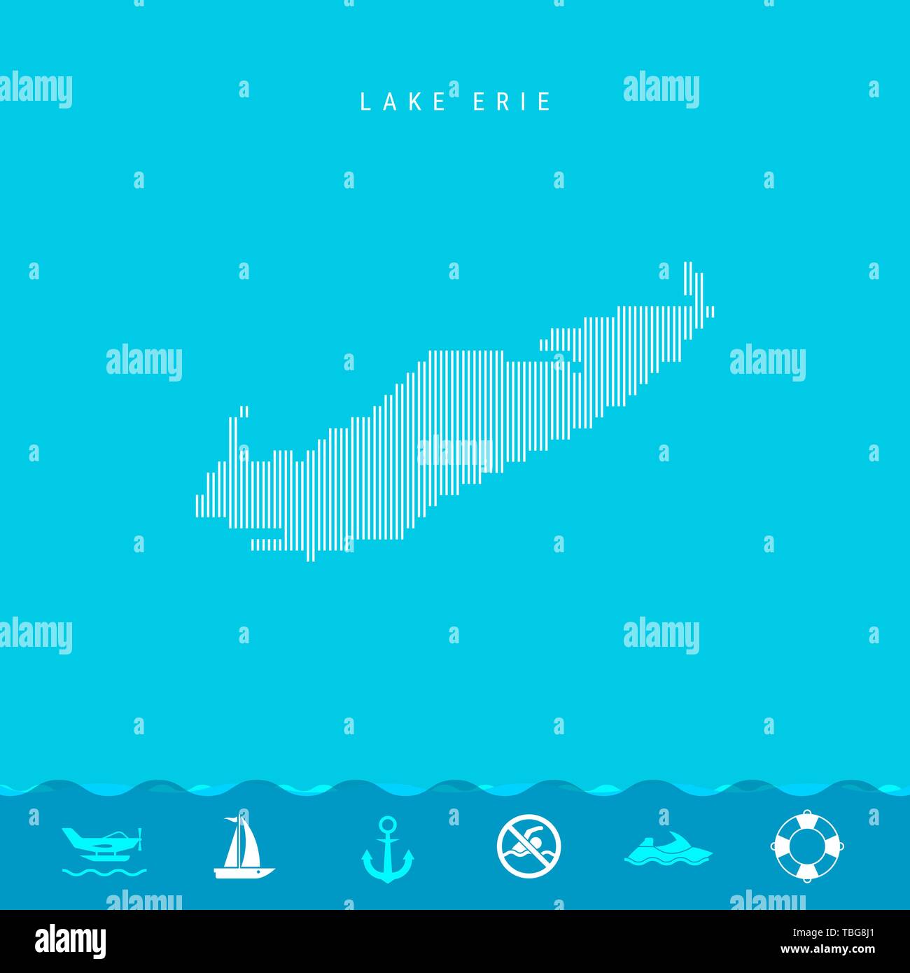 Vector Vertical Lines Pattern Map of Lake Erie, One of the Five Great ...