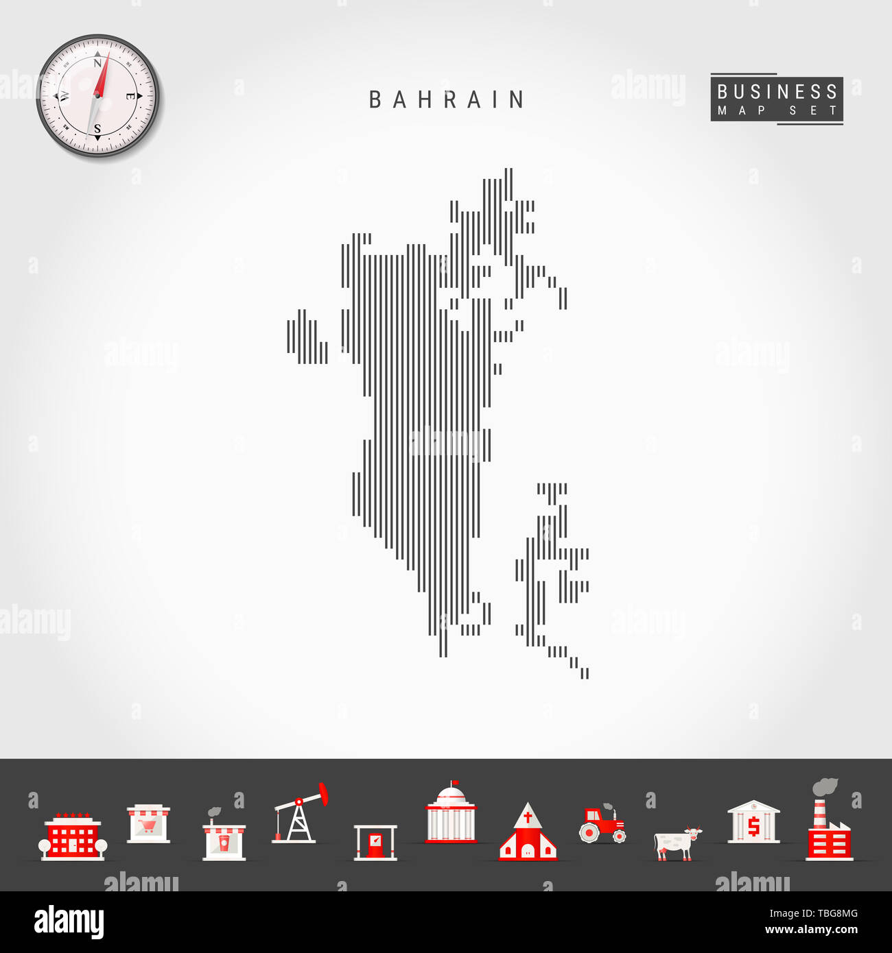 Vertical Lines Pattern Map of Bahrain. Striped Simple Silhouette of ...