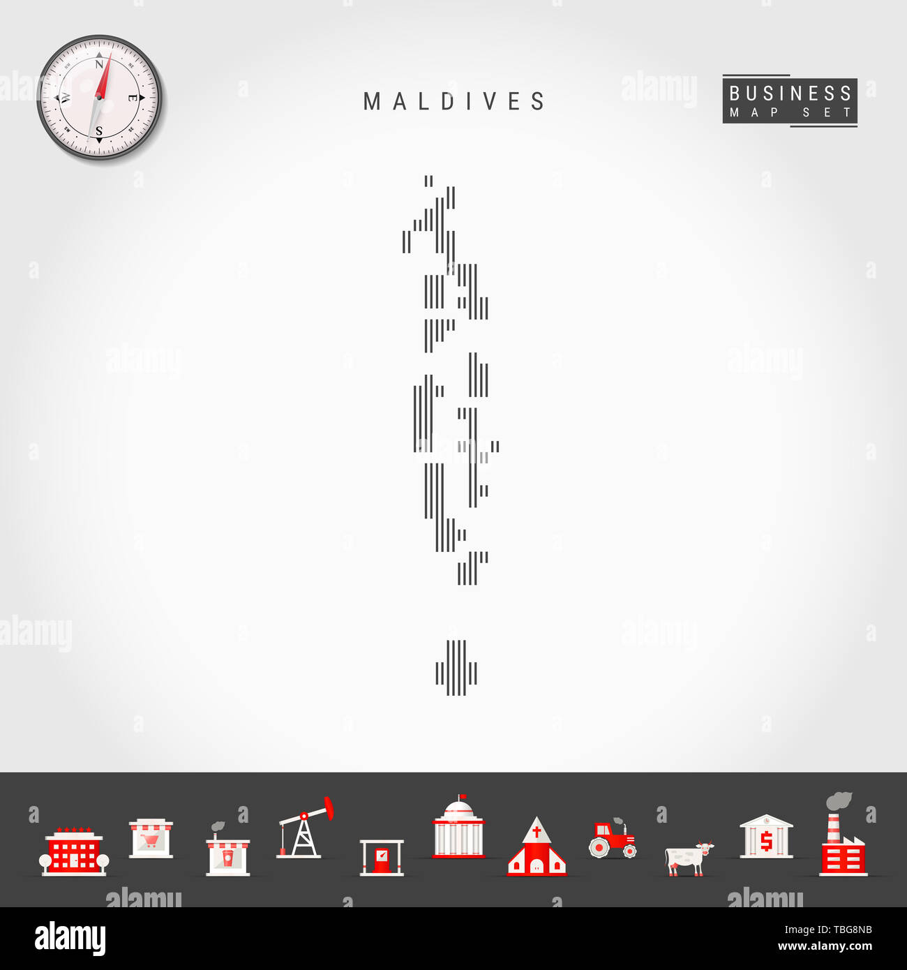 Vertical Lines Pattern Map of Maldives. Striped Simple Silhouette of ...