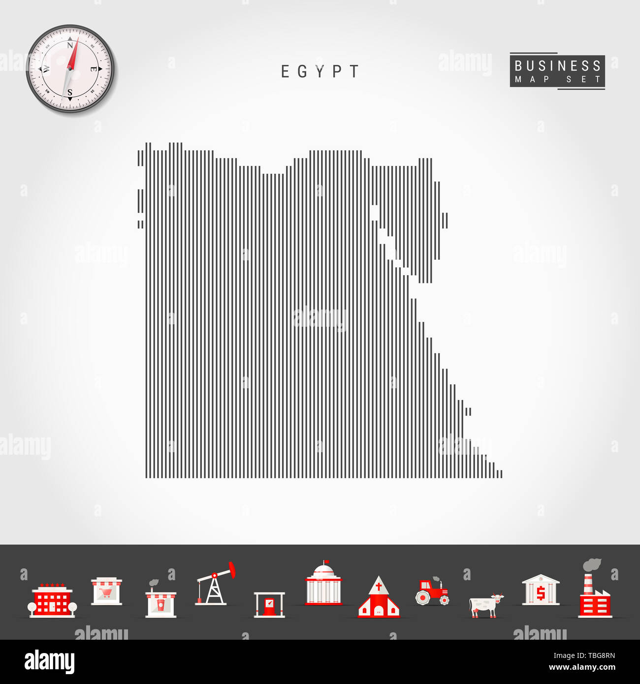 Vertical Lines Pattern Map of Egypt. Striped Simple Silhouette of Egypt ...