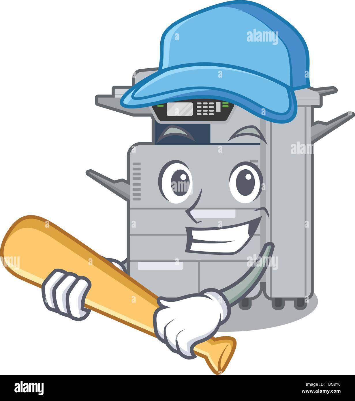 Playing baseball copier machine in the cartoon shape Stock Vector Image ...