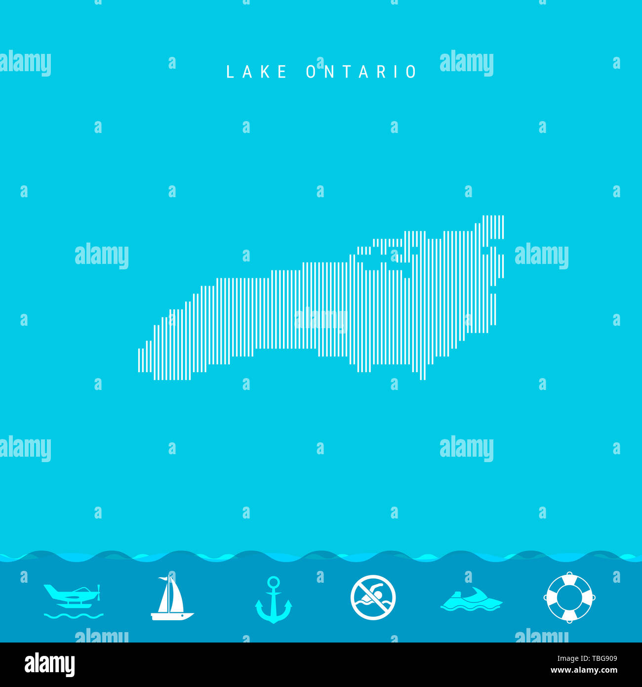 Vertical Lines Pattern Map of Lake Ontario, One of the Five Great Lakes ...