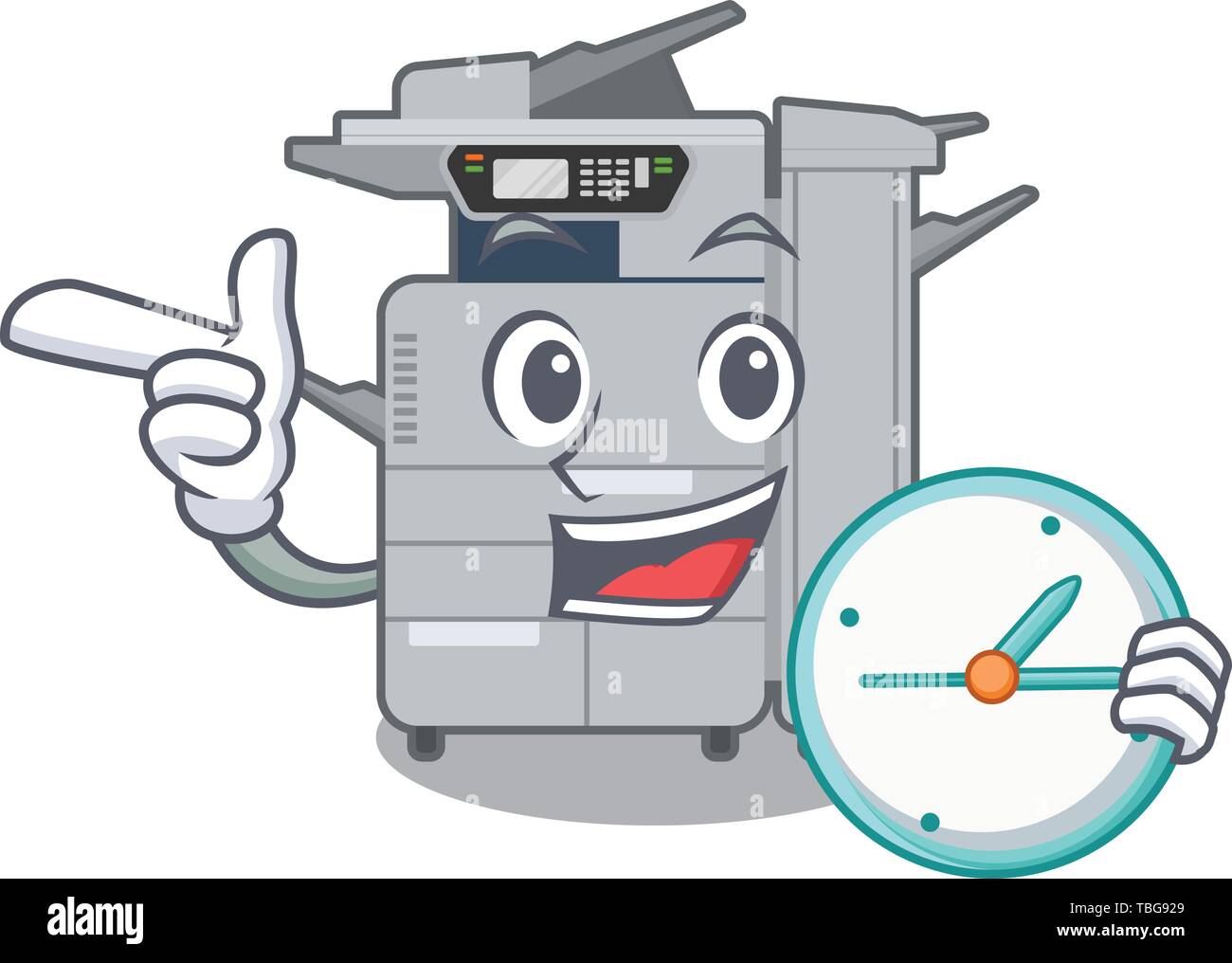 With clock copier machine isolated in the cartoon Stock Vector Image ...