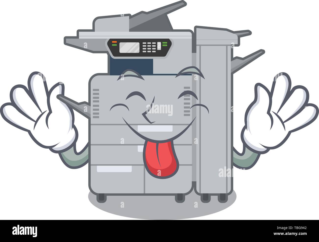 Tongue out copier machine next to character chair Stock Vector Image ...