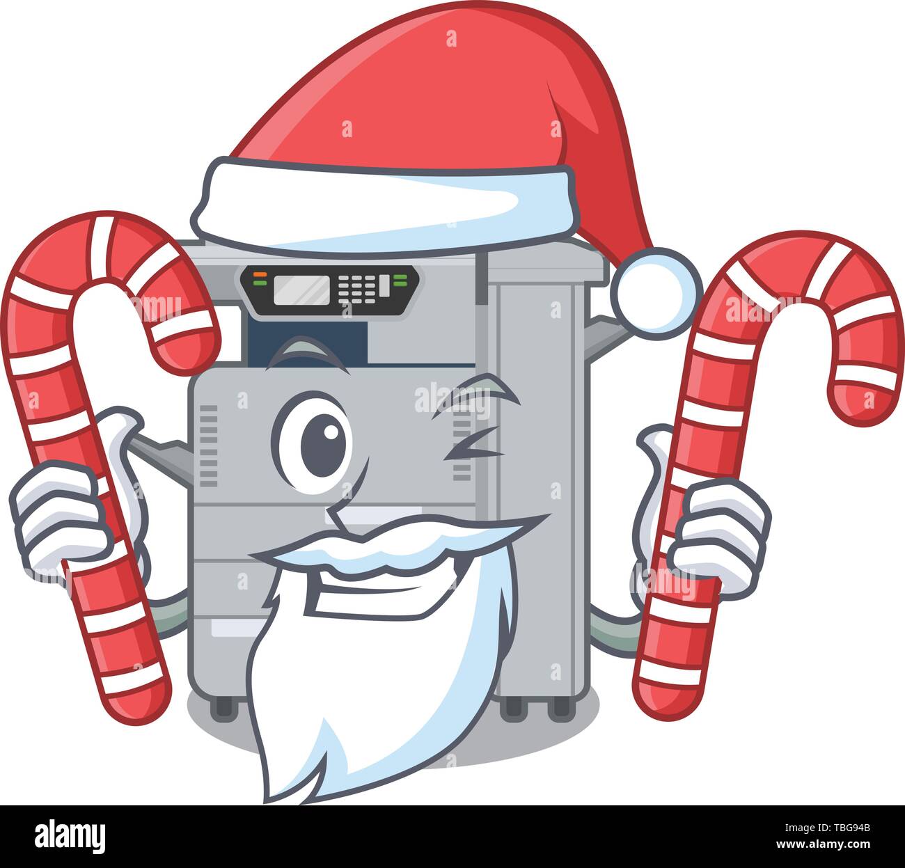 Santa with candy copier machine next to character chair Stock Vector ...