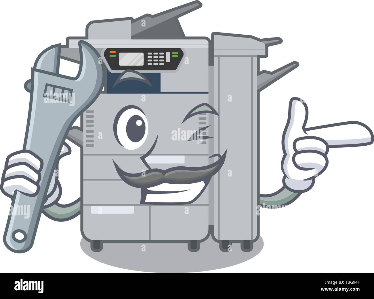 Mechanic copier machine next to character chair Stock Vector Image ...
