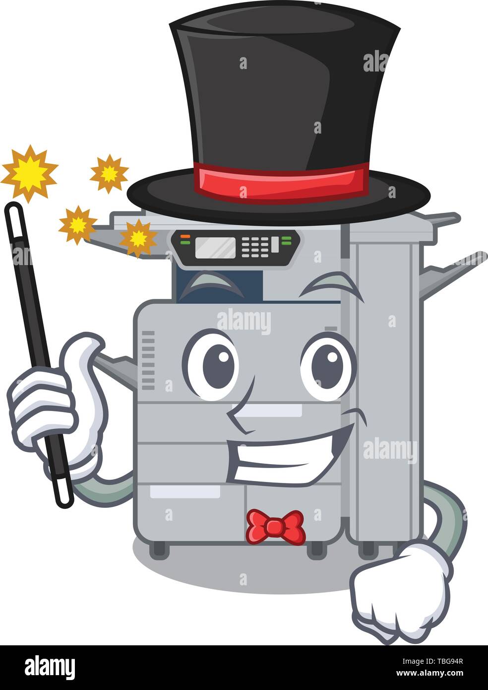 Magician copier machine next to character chair Stock Vector Image ...