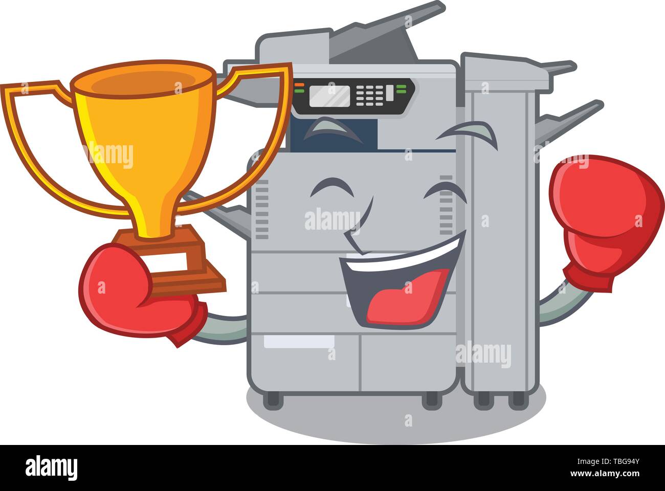 Boxing winner copier machine next to character chair Stock Vector Image ...