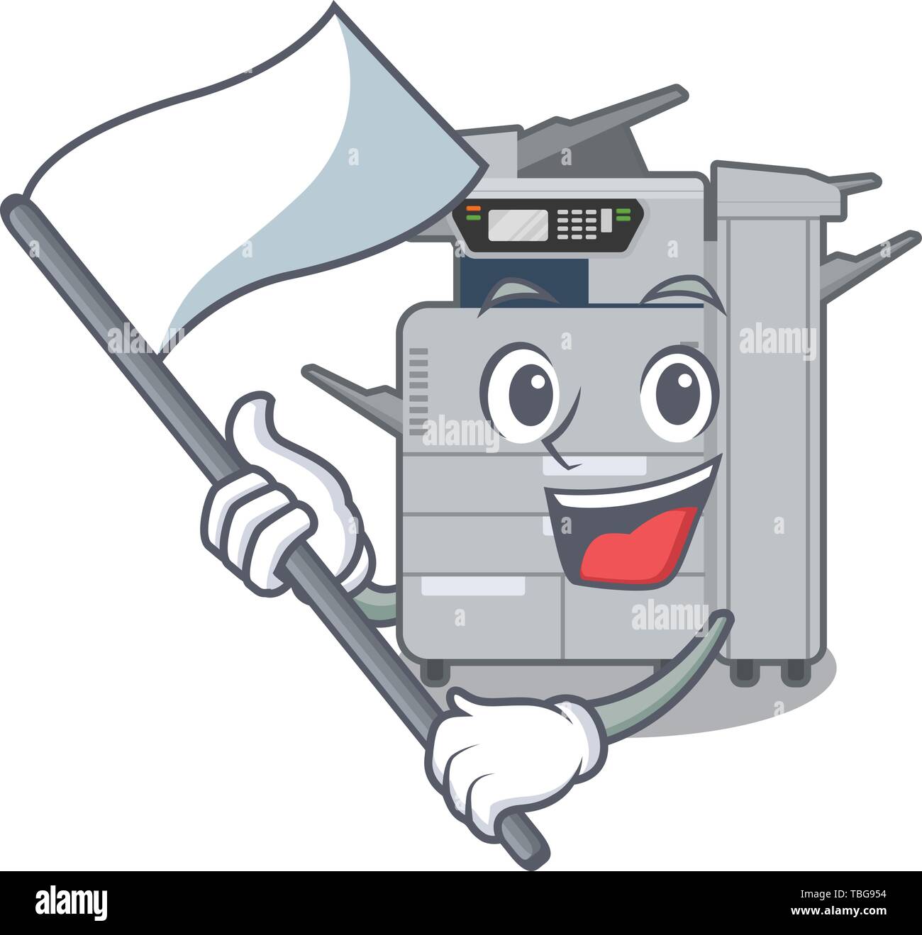 With flag copier machine next to character chair Stock Vector Image ...