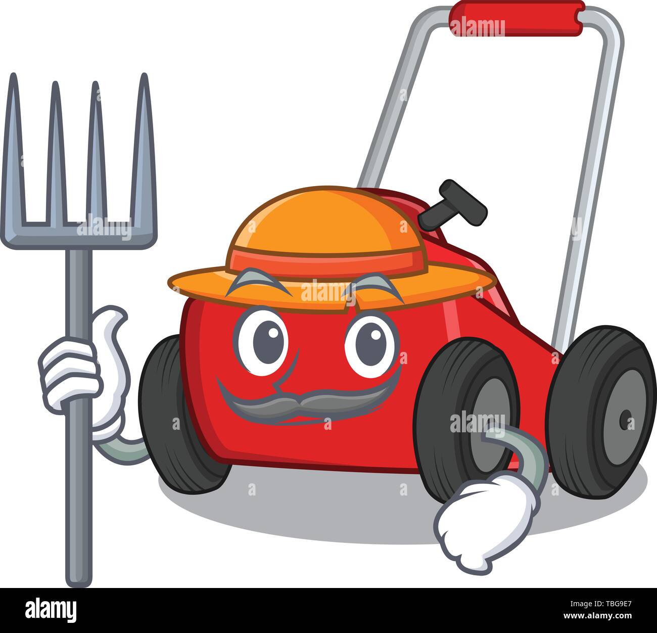 Lawn mower in garden gardener Cut Out Stock Images & Pictures - Alamy