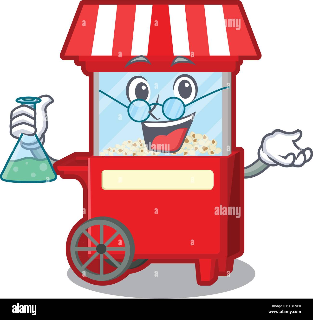 Professor popcorn machine next to cartoon table Stock Vector Image ...