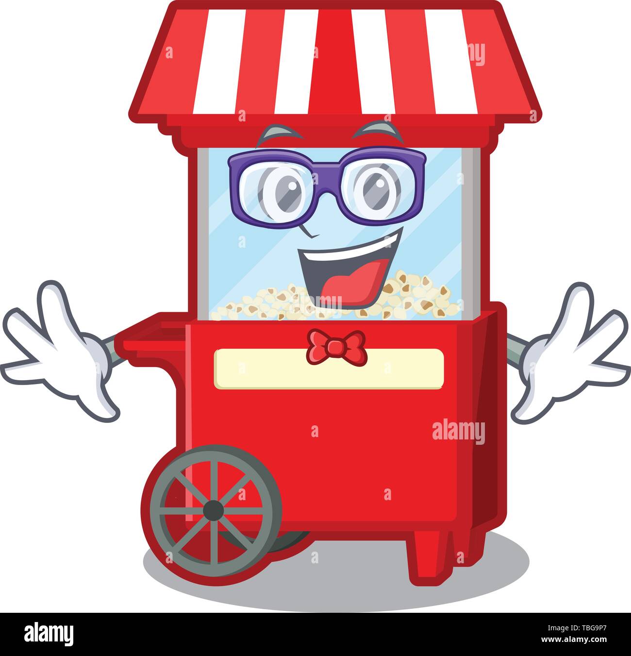 Geek popcorn machine next to cartoon table Stock Vector Image & Art - Alamy