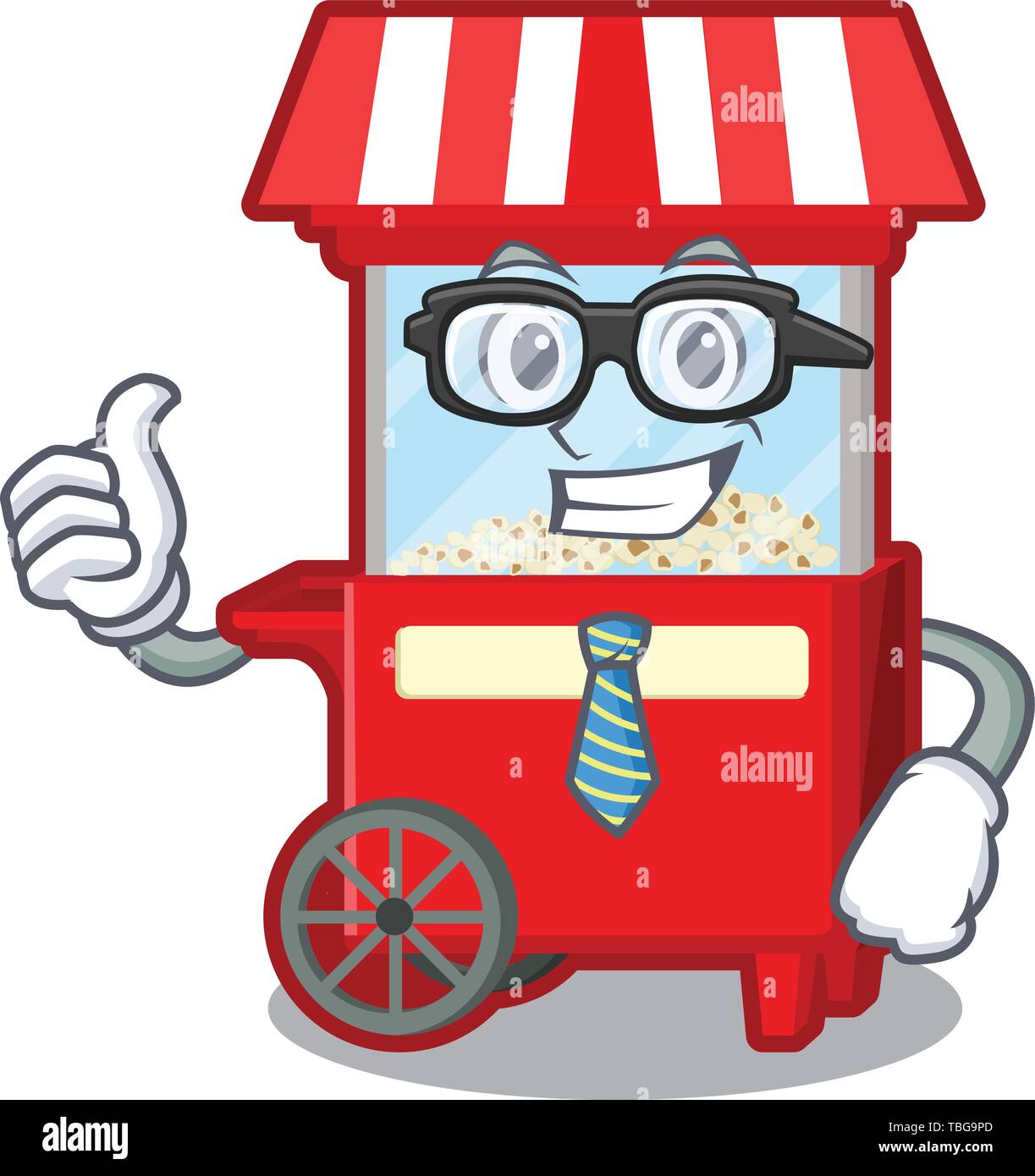 Businessman popcorn machine next to cartoon table Stock Vector Image ...