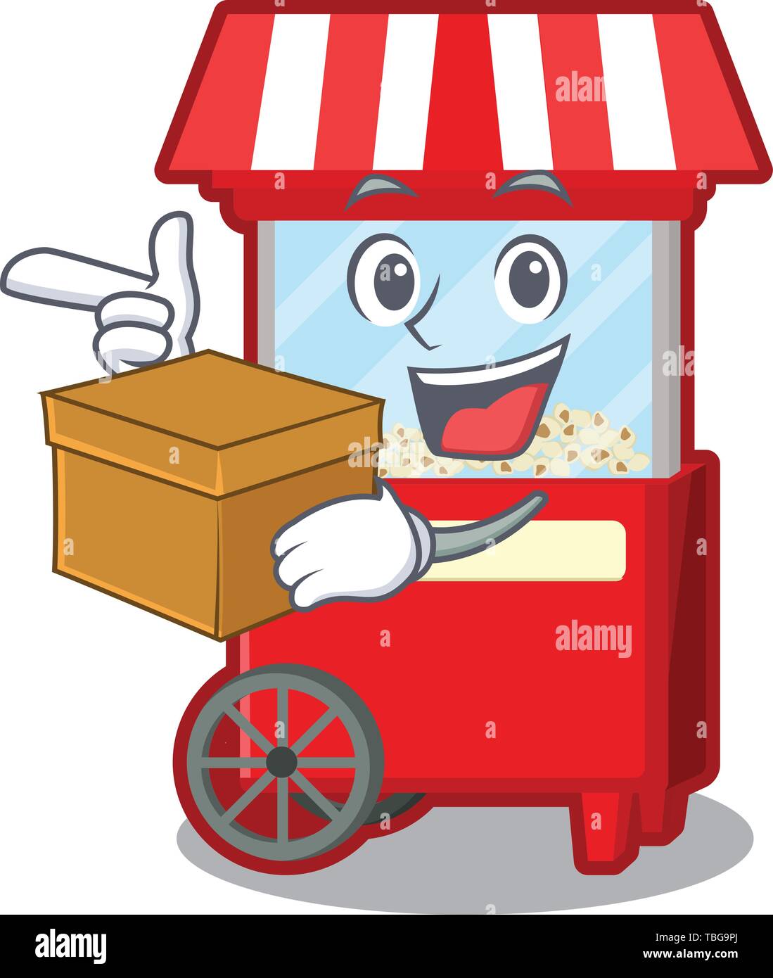 With box popcorn machine next to cartoon table Stock Vector Image & Art ...